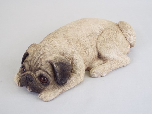 Vintage Sandicast dog Pug figurine 1982 Sandra Brue stone composite | eBay