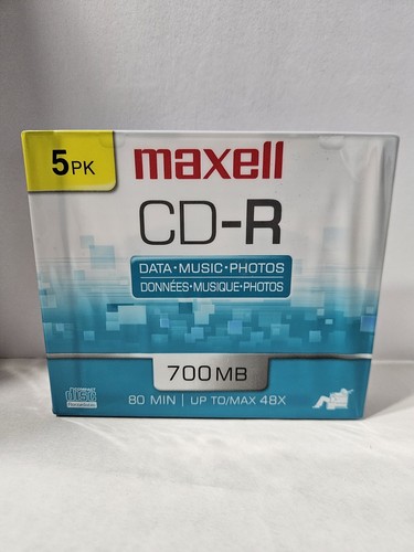 Maxell CD-R Blank Maxdata 80 Min each CDs, 48x max. 700mb 5 Pk - NEW ...