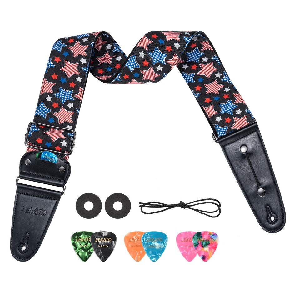 LEKATO Acoustic Electric Guitar Bass Strap 2"-3.5" Wide Holder ...