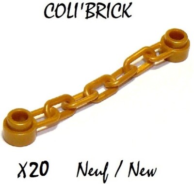 Lego 92338 - 20x Chaine / Chain 5 links - Doré / Pearl Gold - NEW NEUF ...