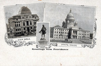PROVIDENCE RI - City Hall, State House And Dexter Statue Postcard-udb ...