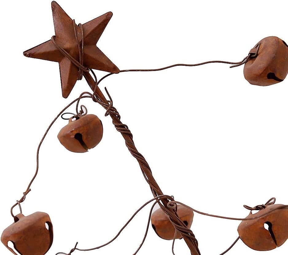 Rustic Jingle Bell Ornament Tabletop Bell Tree with Metal Star or ...