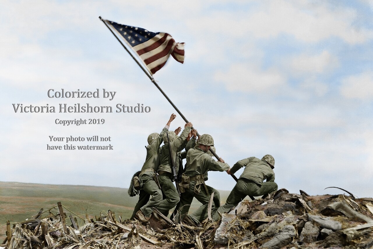 Colorized Photo Poster: U.S. Flag Raising on Iwo Jima, World War II ...
