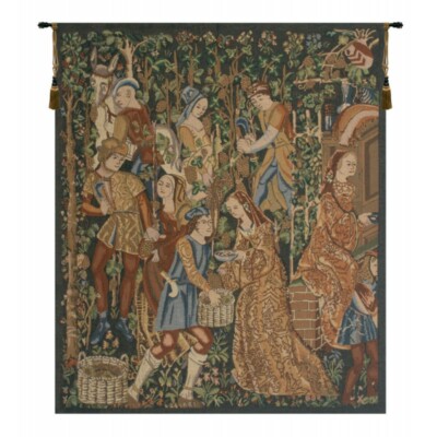 The Grape Harvest Medieval Vineyard Wine Making European Woven Tapestry ...