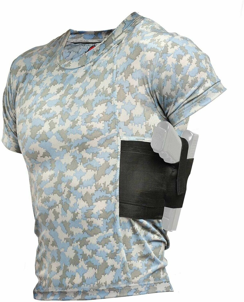 Men’s Crew Neck Undercover Concealed Carry Gun Pistol Holster Shirt | eBay