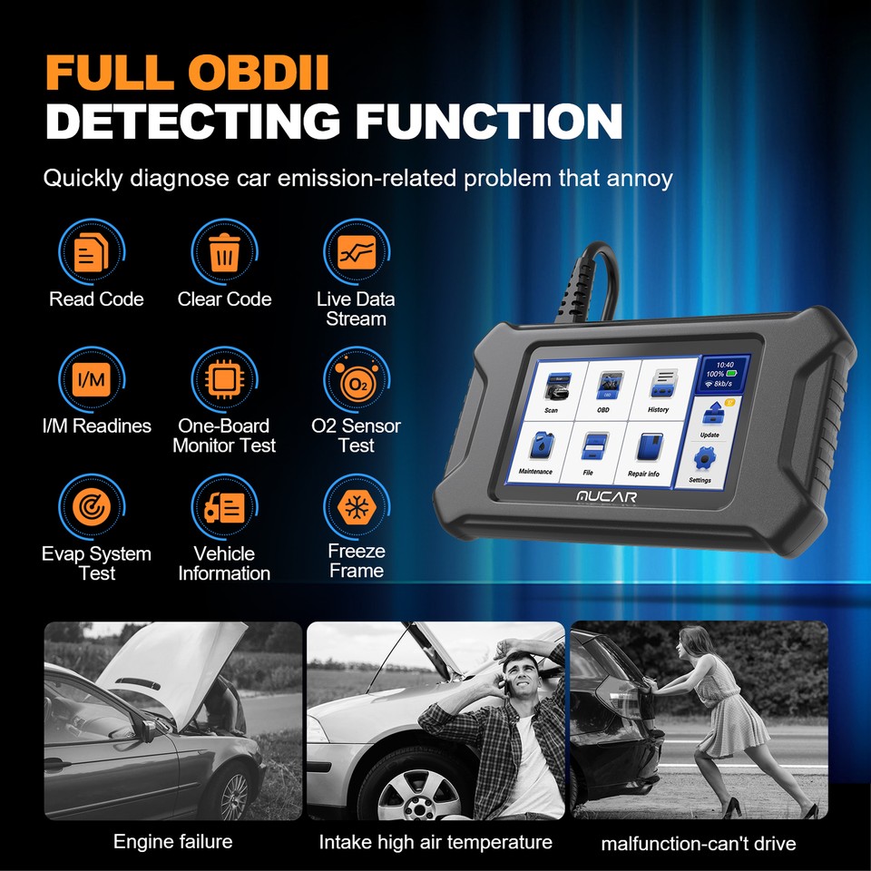 Automotive Scanner OBD2 ABS SRS Engine Transmission Car Diagnostic Tool ...