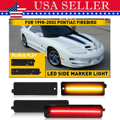 4x Smoke LED Front & Rear Side Marker Lights For 98-02 Pontiac Trans Am ...