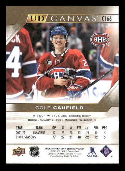 2022-23 Upper Deck #C166 Cole Caufield UD Canvas Montreal Canadiens | eBay