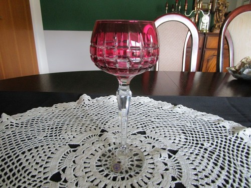 Bleikristall Glas rot Weinglas Römer mit tollem Muster Überfang ...