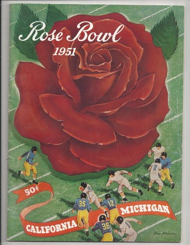 1951 Michigan vs California Rose Bowl football program Crisler Dufek ...