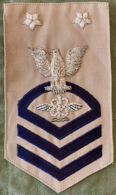 Navy Khaki Silver Bullion Aviation Warfare Systems Operator MCPO Patch ...