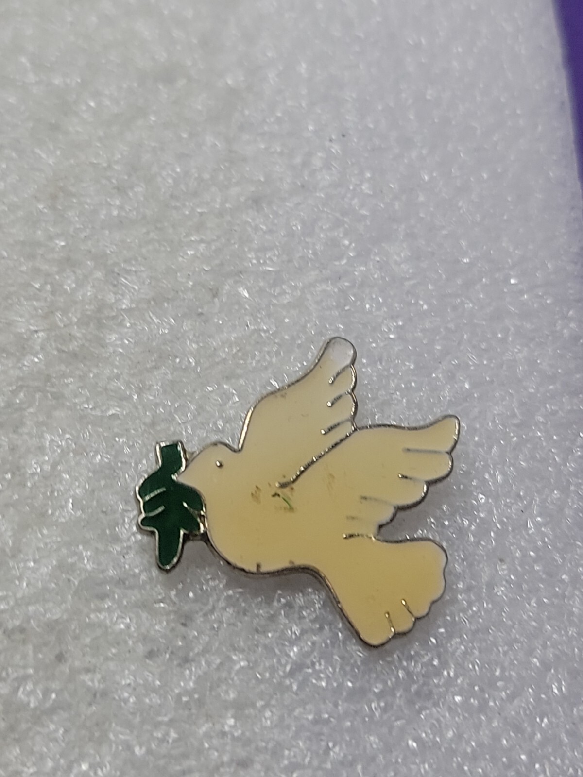 White Dove with Olive Branch Lapel Pin Peace Dove Rel… - Gem