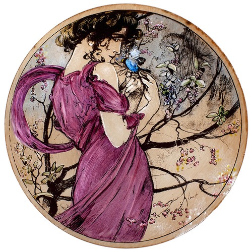 Mucha stained glass, Mucha suncatcher, Spring, Mucha kilnfired glass ...