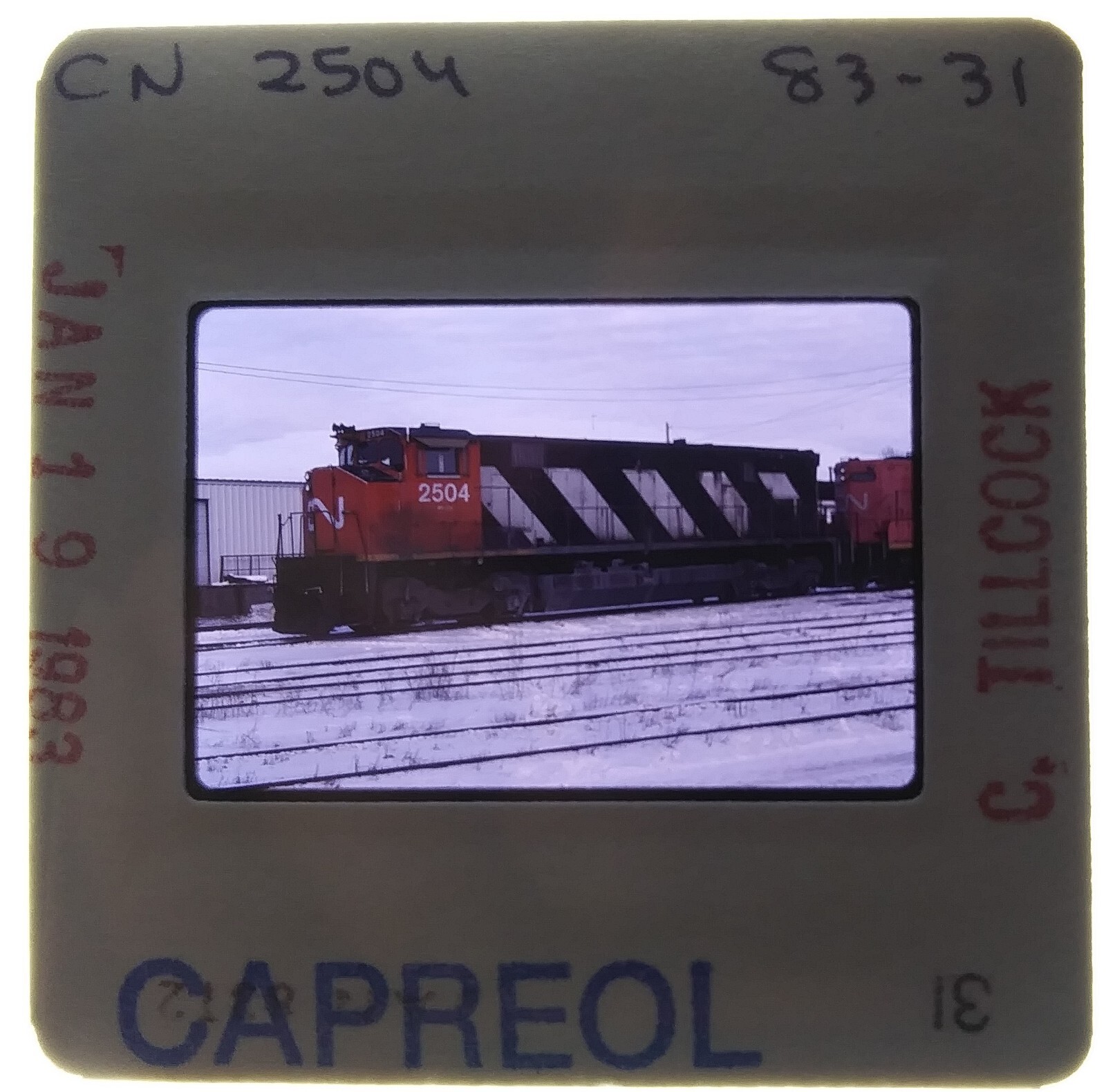 Orig Slide CN Canadian National MLW M420W 2504 Capreol ONT 9Jan1983 | eBay