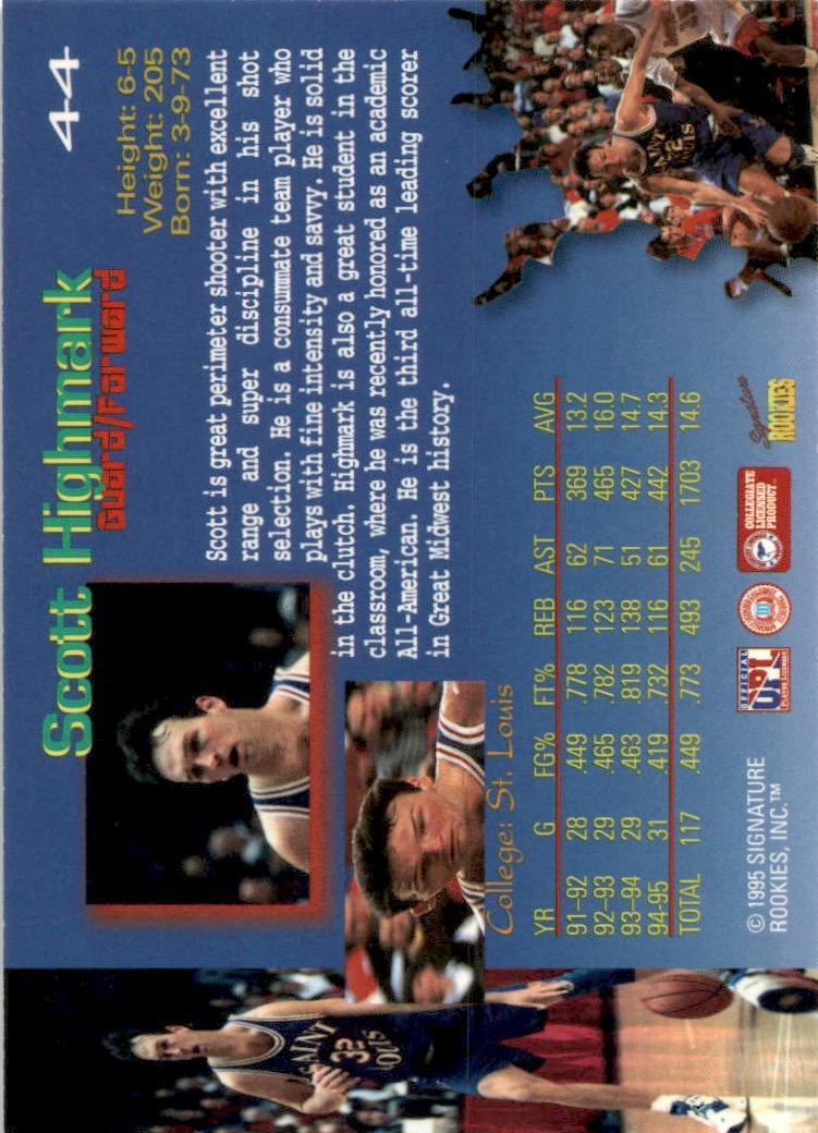 1995 Signature Rookies Draft Day #44 Scott Highmark Signatures #/7750 ...