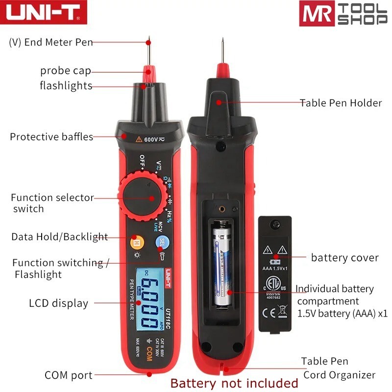 UNI-T UT118C Pen Type Digital Multimeter Volt Tester 6000Bits TRMS NCV ...