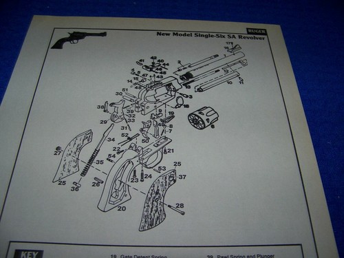 RUGER NEW SINGLE SIX SA & SUPER BLACKHAWK HUNTER..LEGEND/EXPLODED VIEW ...