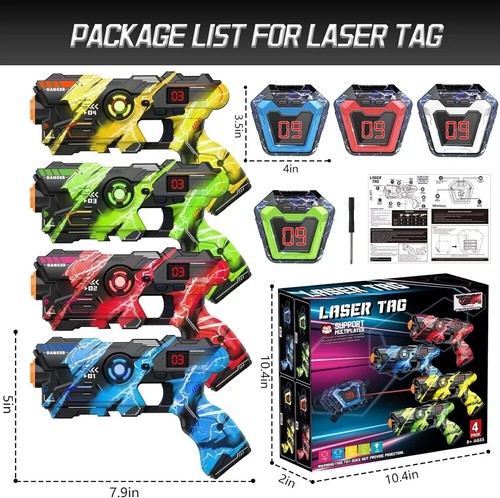 Laser Tag Gum Multi-Function Guns Set of 4 with Digital LED Score ...