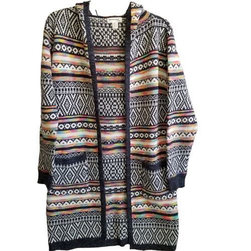 Monteau LA Colourful Stripe Long Knit Cardigan Women Sweater Medium ...