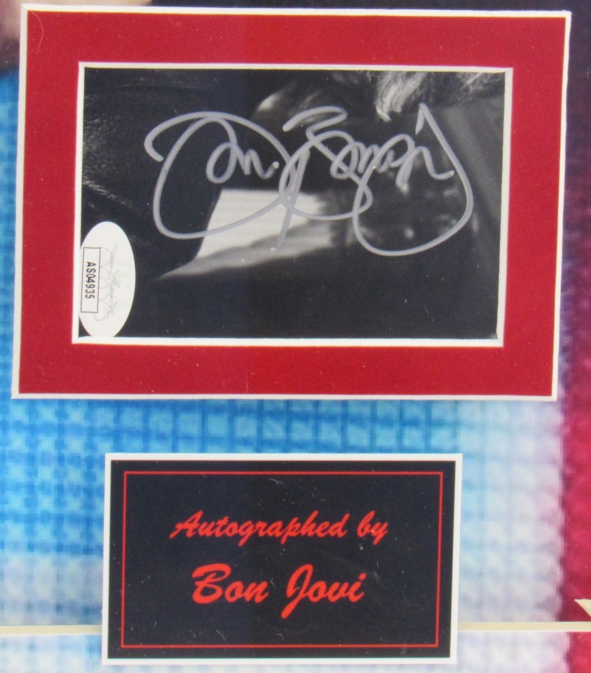 Jon Bon Jovi Signed Auto Autograph Framed 3x4 Cut Signature w/ 16x20 ...