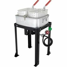Outdoor Gourmet Propane Fish Fry Cart Set 100k BTU Portable Rolling 2 ...