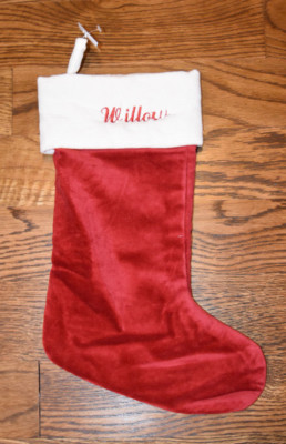 Pottery Barn Classic Velvet Stocking Red Monogram Willow NEW NWT Small ...