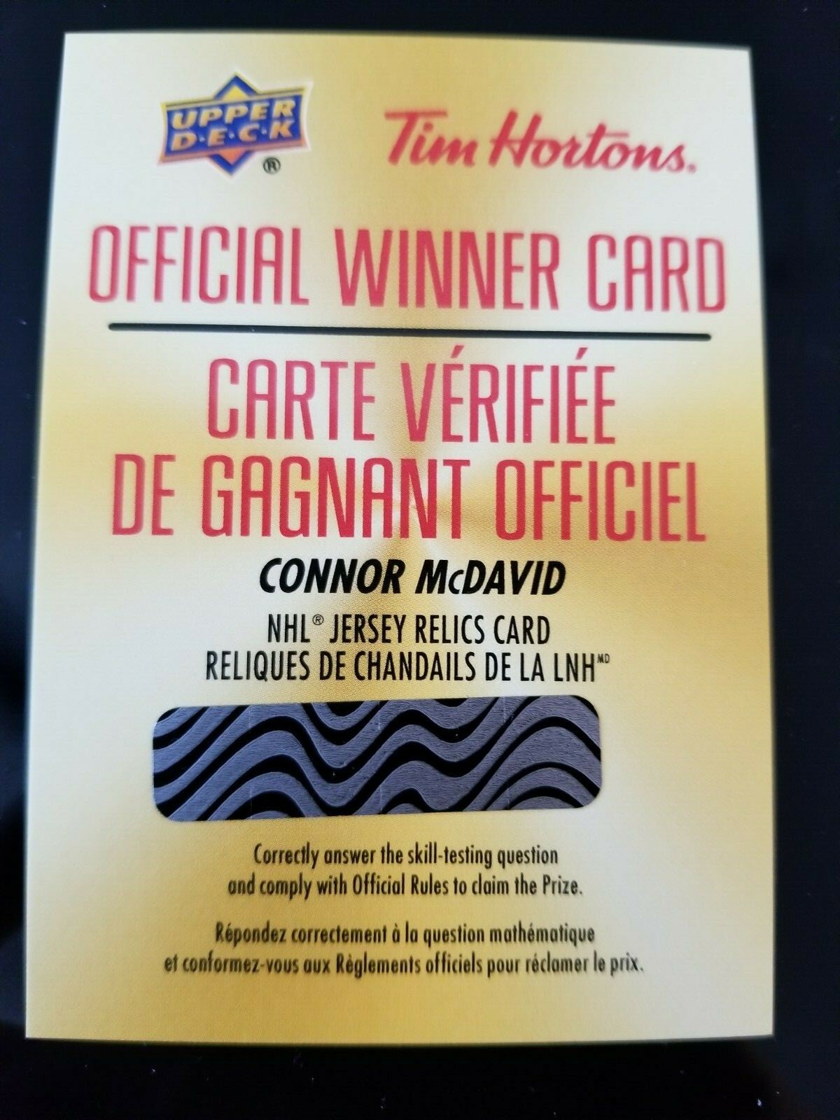 2019/2020 Tim Hortons Connor McDavid jersey relic redemption card | eBay