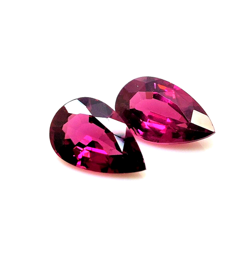 2x Grenat - Rodolite gouttes facettée 7,04ct.12,6x7,9x4,5mm 12,8x7,5x4 ...