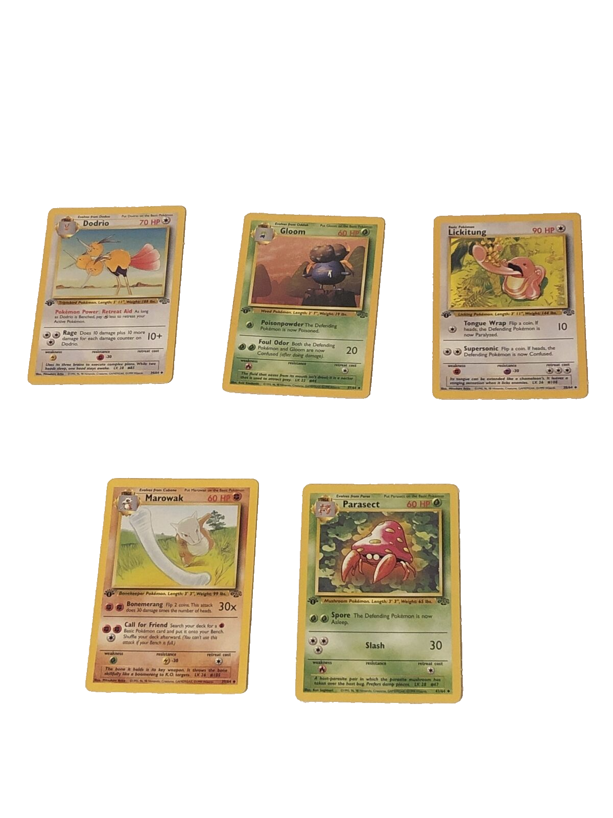 Pokémon cards: Set of 5,Dodrio, Glooom, Lickitu , Non-holo, 1st Edition ...
