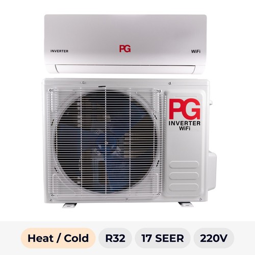 18000 BTU MINI SPLIT AC HEAT PUMP DUCTLESS PG WIFI 17 SEER 220V W ...