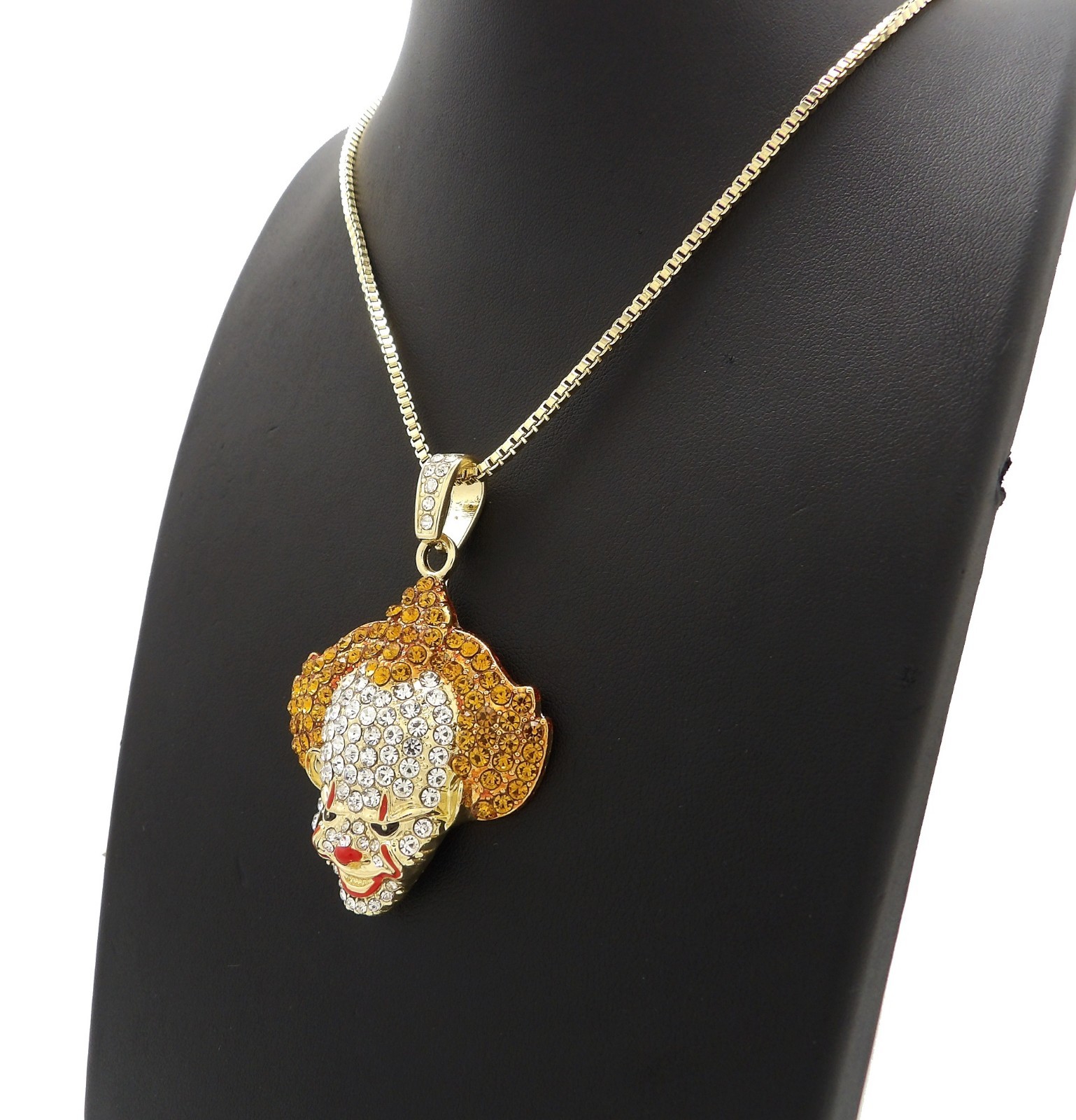 Iced Bling Crazy Clown Pendant & 24" Box, Rope, Cuban Chain Hip Hop ...