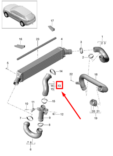 PORSCHE MACAN 95B Intercooler Pressure Hose 95B145993 95B.145.993 NEW ...