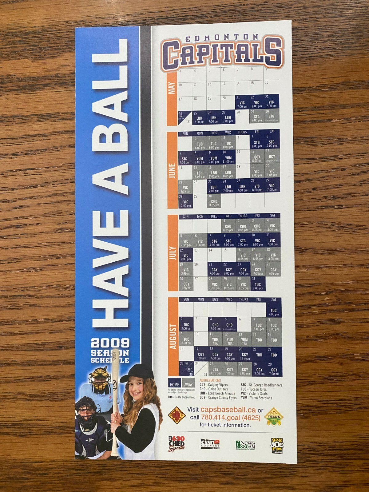 2009 GBL Edmonton Capitals Golden State Baseball League Magnet Schedule ...