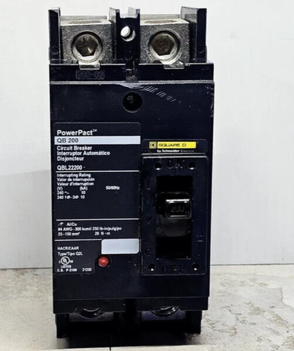 SQUARE D POWERPACT QB 200 AMP CIRCUIT BREAKER 2 POLE 240 VAC QBL22200 ...