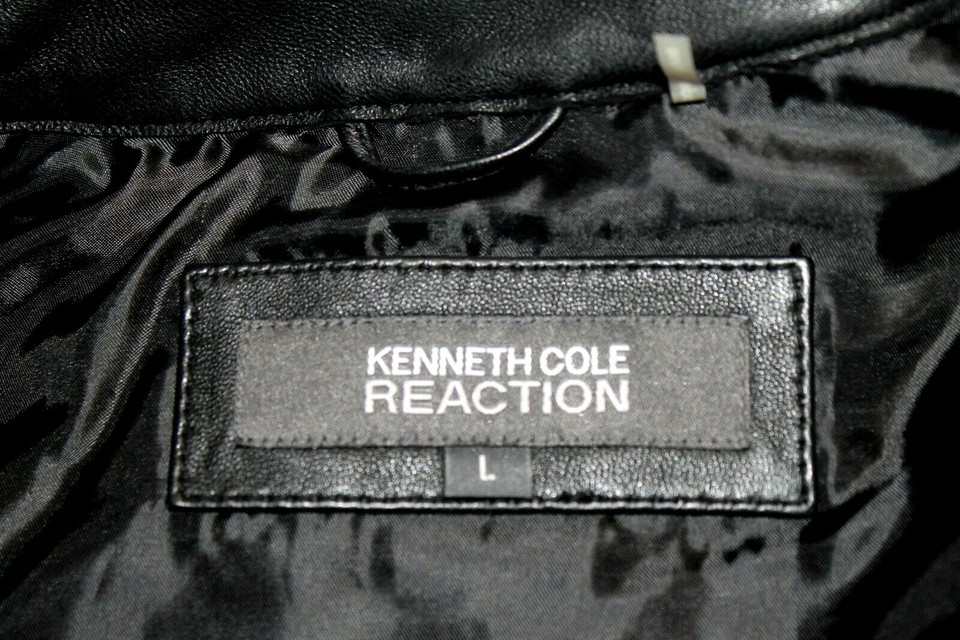 🌞KENNETH COLE SMOOTH BLACK LAMB LEATHER DOUBLE ZIP MOTORCYCLE JACKET SZ ...