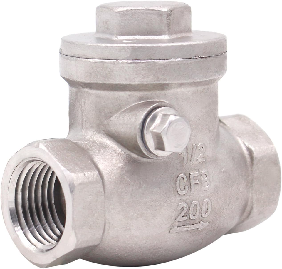 1/2 Inch Swing Check Valve - WOG 200 PSI Stainless Steel SS304 CF8M NPT ...
