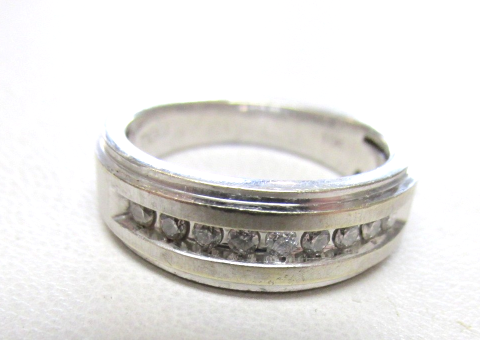 Unisex .25 ctw SI1-G Natural Diamond Ring Band 10k White Gold NO ...