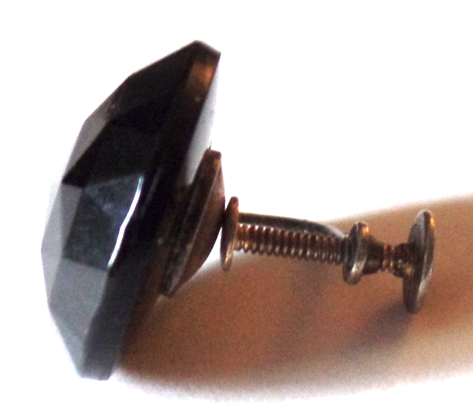 Vintage Single Gold Tone STERLING with Black Stone Screw-Back Earring ...