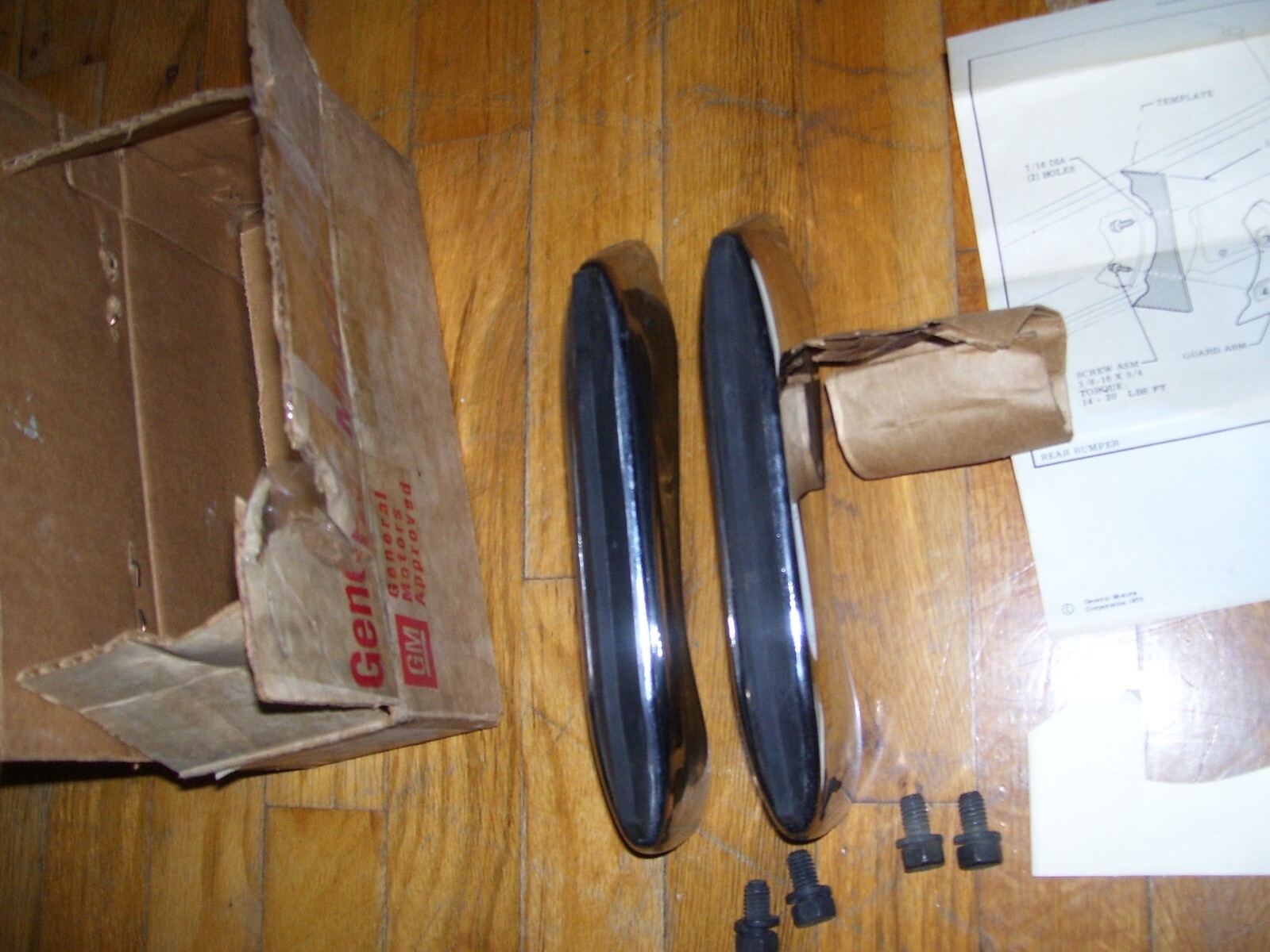 NOS GM 1971 1972 Chevrolet Chevelle Rear Bumper Guards Trim Pair Chevy ...