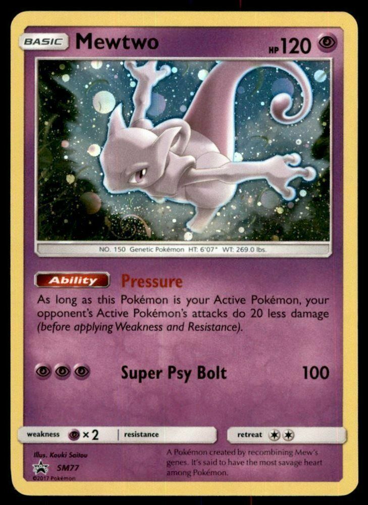 HOLO Mewtwo Black Star Promo Pokemon TCG Shining Legends SM77 Legendary ...