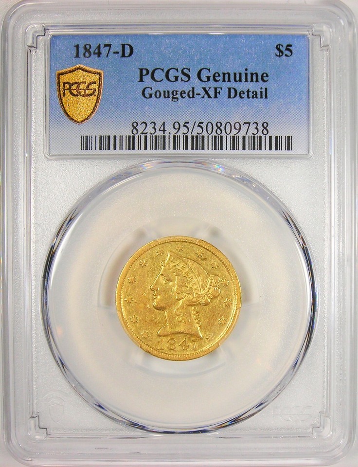 1847-D Liberty Gold Half Eagle $5 - PCGS XF Details - Rare Dahlonega ...