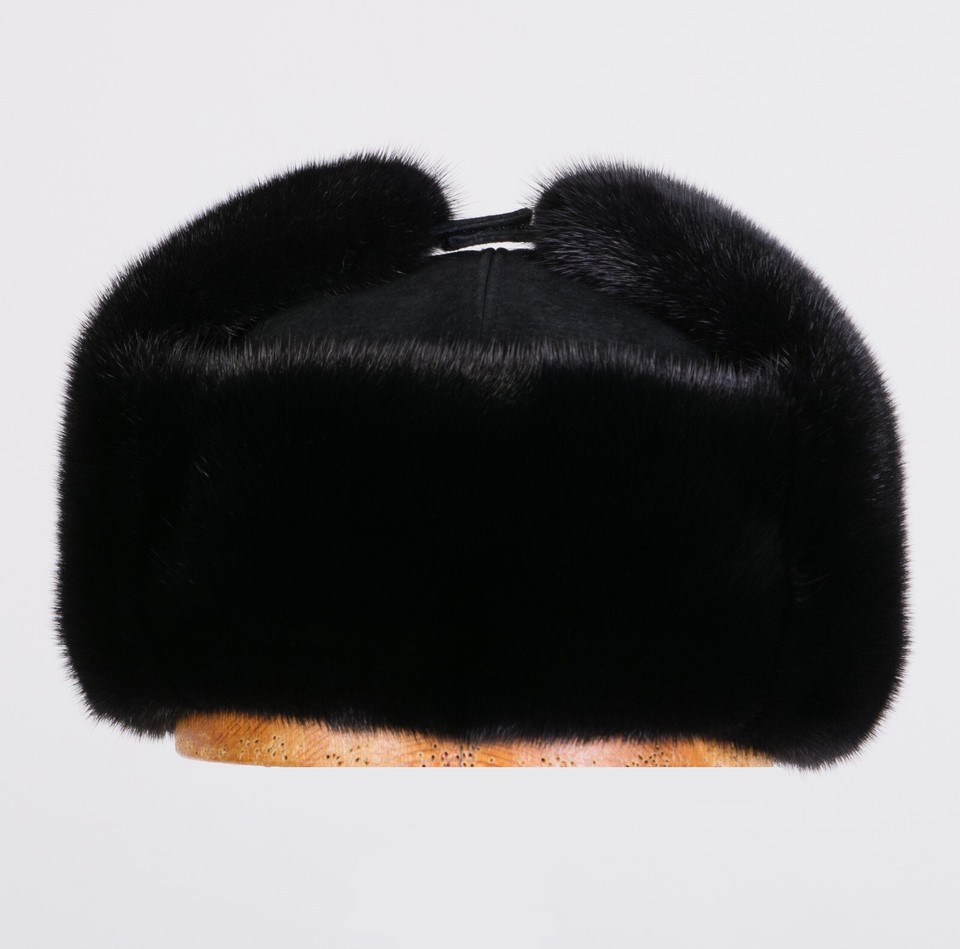 Men's Fur Hat Real Fur Mink Cap Men Ushanka Fur Hat Winter Russian Fur ...