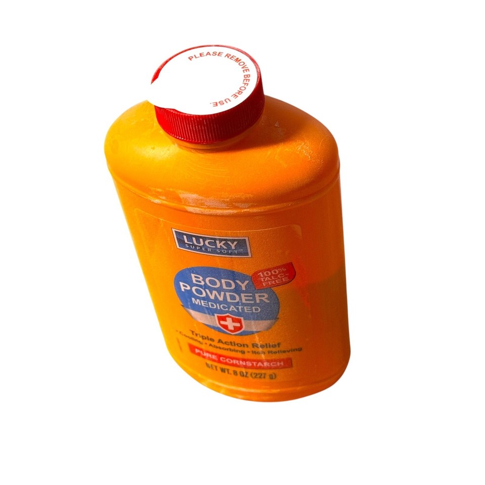 Lucky Super Soft Body Powder Medicated 8oz Talc-Free Cornstarch Relief ...