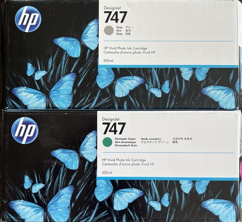 Original HP 747 CHROMATIC GREEN GRAY 300ml DesignJet Ink P2V84A/86A Z9 ...