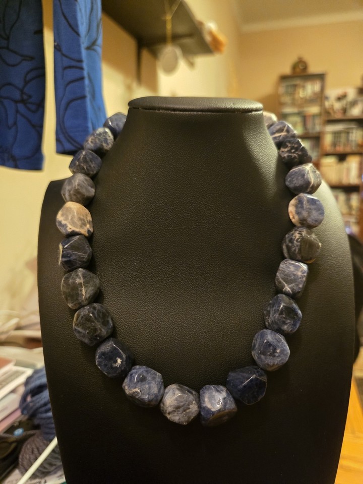 Blue Sodalite Crystal Quartz Gemstone Necklace 18 Inch Women Jewelry | eBay