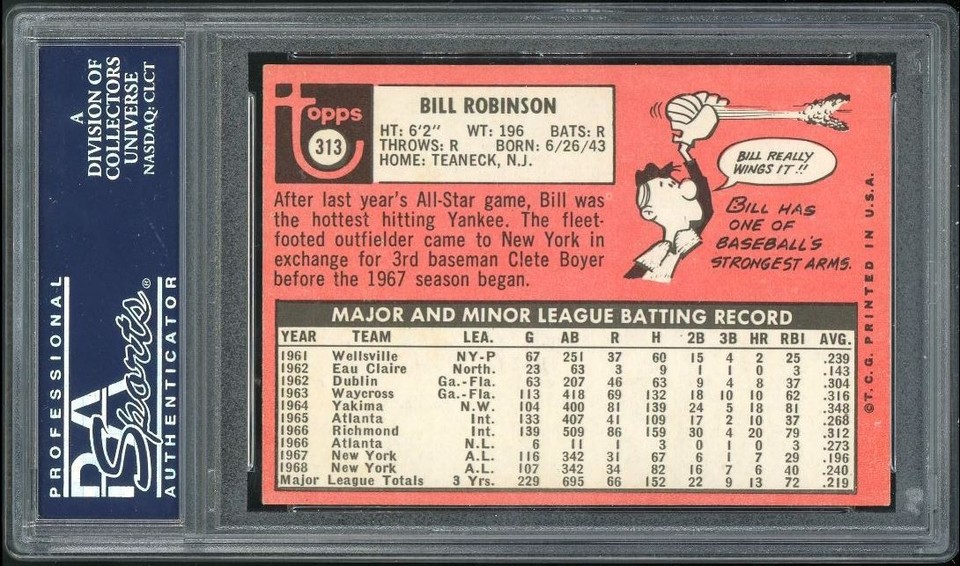 1969 Topps Bill Robinson PSA 7 New York Yankees #313 | eBay