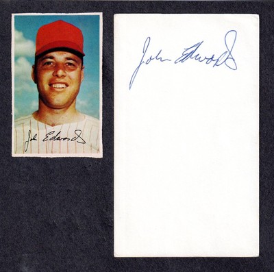 Johnny Edwards (Debut 1961) Reds STL HOU SIGNED AUTOGRAPH AUTO 3x5 ...