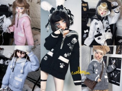 1/4MSD Puyoo Shoushou BJD Doll Clothes Cat Eats Fish Coat Sailor Collar ...