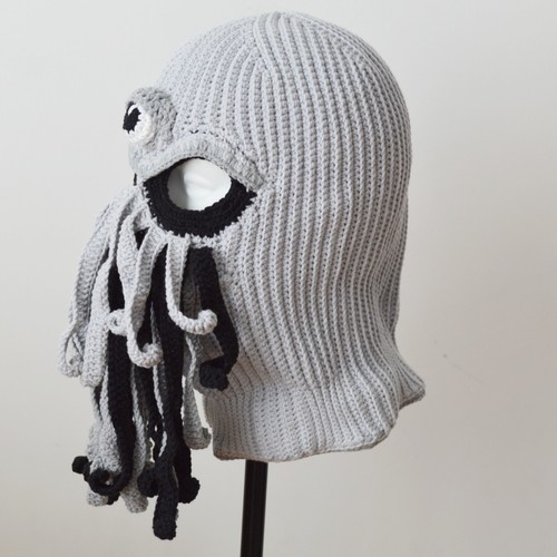Crochet octopus balaclava men's 3 hole. Knitted funny cthulhu tentacle ...