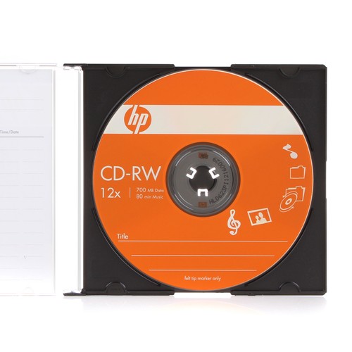 3-PK HP Logo 4-12X Blank CD-RW CDRW ReWritable Disc in Slim Jewel Case ...